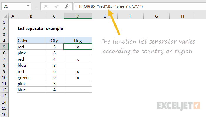 Excel List Separator Exceljet